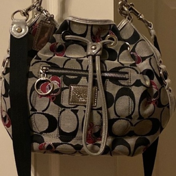 Coach | Bags | Coach Black And Gray Poppy Drawstring Bag | Poshmark